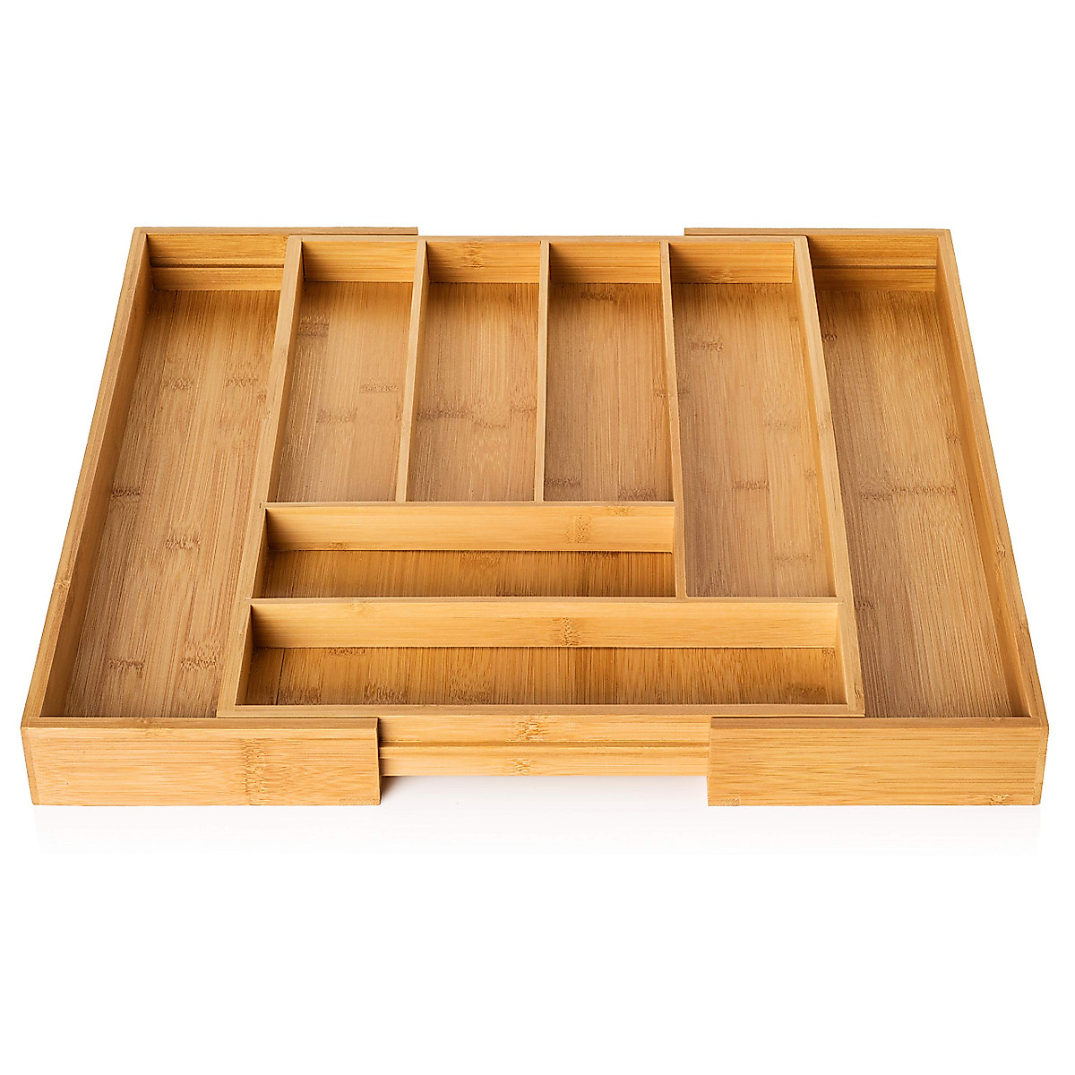 Bamboo Silverware Drawer Organizer - Expandable 100% Bamboo Cutlery Kitchen Drawer Organizer – Premium Wooden Utensil/Cutlery Tray for Kitchen Flatware Set– Eco-Friendly Silverware Organizer