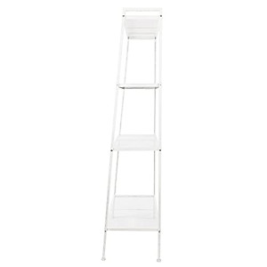 WEI WEI GLOBAL 4-Tier Ladder Shelf Bookcase - Metal Bookshelf - Open Shelf Display Rack Storage Organizer for Home, Office, Living Room, Bedroom, Kitchen, and Bathroom - White