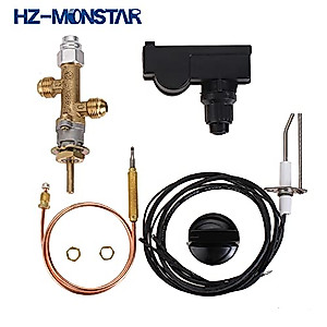 HZ-MONSTAR Low Pressure LPG Propane Gas Fireplace Fire Pit Flame Failure Safety Control Valve Kit with Igniter Assembly Fire Pit Igniter, Push Button Ignition Kit for Gas Grill, Heater, Fire Pit
