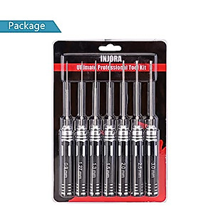 INJORA RC Screwdriver Wrench Tool-7PCS RC Car Tool Kit 0.9, 1.27, 1.3, 1.5, 2.0, 2.5, 3.0mm Hexagon Allen Screwdriver Wrenches Sets, RC Repair Tool Kit for RC Model Car Helicopter Drone Boat