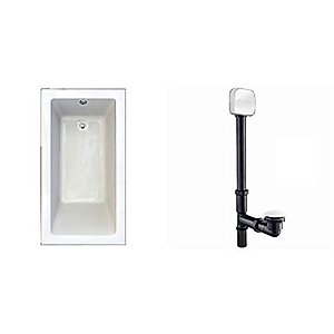 American Standard 2938002-D0.020 Studio Zero-Edge Drop-in Bathing Pool Bathtub 66 in. x 36 in. White with Deep Soak Drain in White