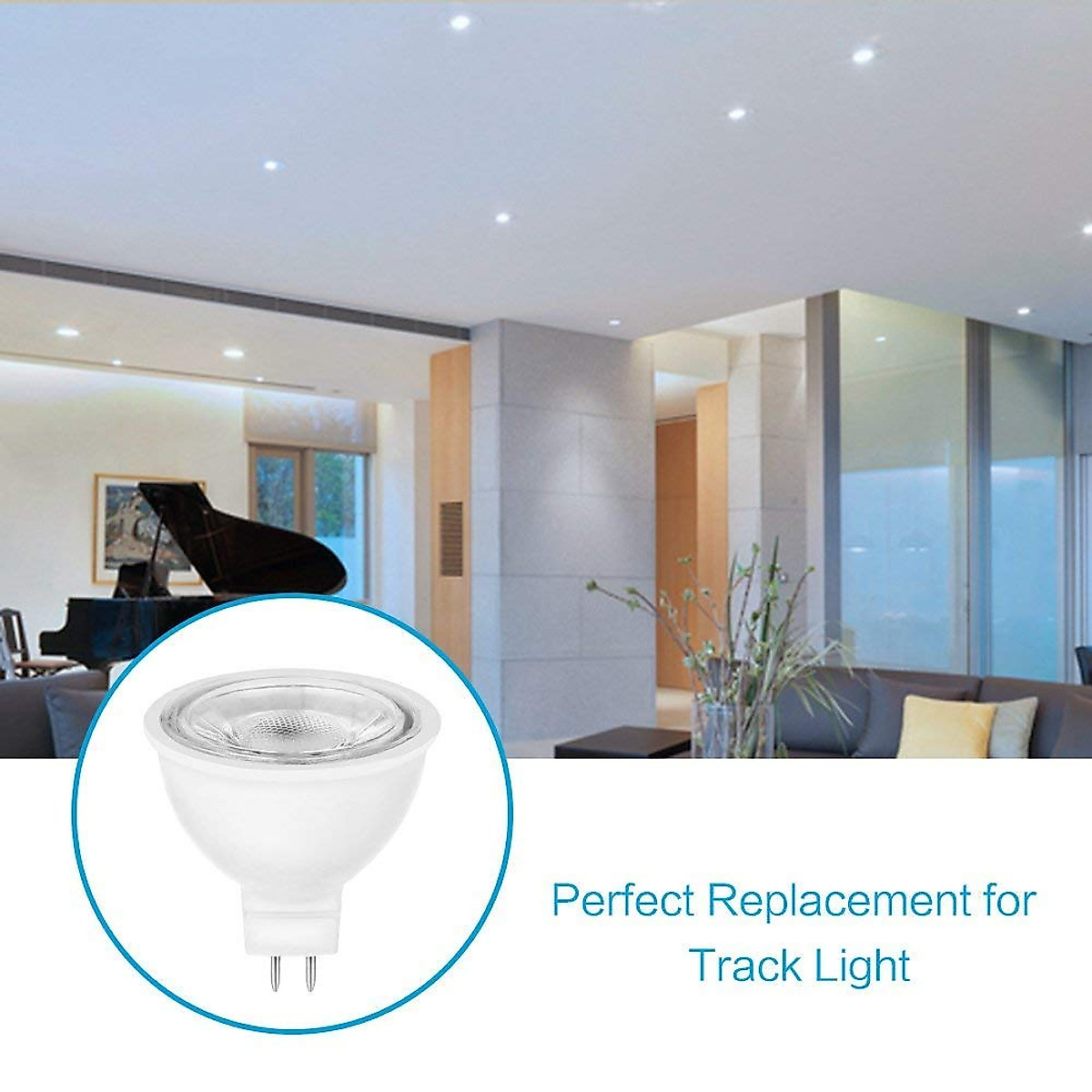 MR16 LED Light Bulbs G5.3 Base 5W Light Bulbs 6000K Spotlight, Non-Dimmable,110V, 5W LED Replacement for 50W Halogen Bulbs for Track Recessed Down Lighting, Pack of 6