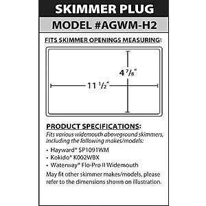 Simpooltech Wide Mouth Skimmer Plug, White, 11-1/2” x 4-7/8”