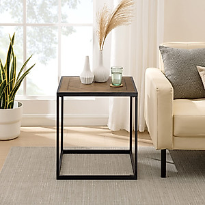 Walker Edison Cavyl Contemporary Open-Box Metal Frame Coffee Table, 48 Inch, Parquet Veneer