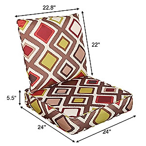 HonTop Indoor/Outdoor Deep Seat Patio Cushion 24×24 Weatherproof Chair Cushion Set for Patio Furniture, Classical Lattice