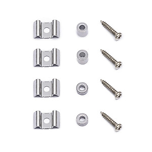 Metallor Guitar String Trees String Retainer Guides Compatible with Strat Tele Style Electric Guitar Bass Parts Replacement Pack of 4pcs with Mounting Screws Chrome.