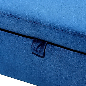 OuchTek 47" Velvet Storage Bench for Bedroom End of Bed Tufted Upholstered Storage Ottoman Bench Modern Long Storage Benches with Seating and 2 Pillows for Foot of Bed Navy Blue