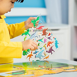 Melissa & Doug Reusable Puffy Sticker Wild Adventures Play Set 3-Pack (118 Stickers: Safari, Dinosaur, Ocean) - FSC Certified