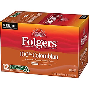 Folgers 100% Colombian Medium Roast Coffee, 72 Keurig K-Cup Pods