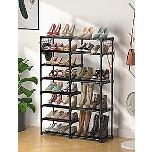 TIMEBAL 8-Tier Shoe Rack Storage Organizer, 25-28 Pairs Shoes Shelf Organizer, Removable & Dust Large Stackable Shoe Rack for Boot & Shoe Storage