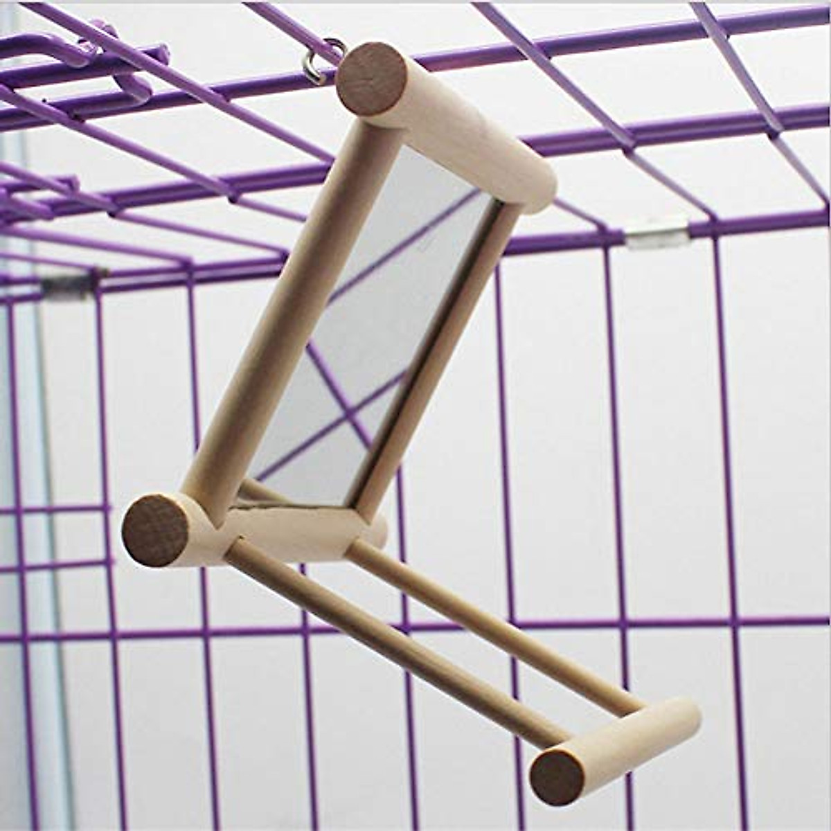 Bluelans Funny Wooden Bird Toy Mirror Stand Platform Toys for Parrots Cockatiel Vogel Xmas Gifts