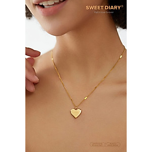 SWEET DIARY Heart Pendant Necklace,Heart Necklaces for Women,18K Gold Plated Layered Necklace, Handmade Diamond Heart Pendant Necklace Chain Gold Necklaces Gift for Women Necklace Jewelry (Gold)