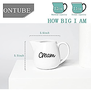 ONTUBE Porcelain Creamer, Ceramics Milk Creamer Pitcher 12OZ (White)