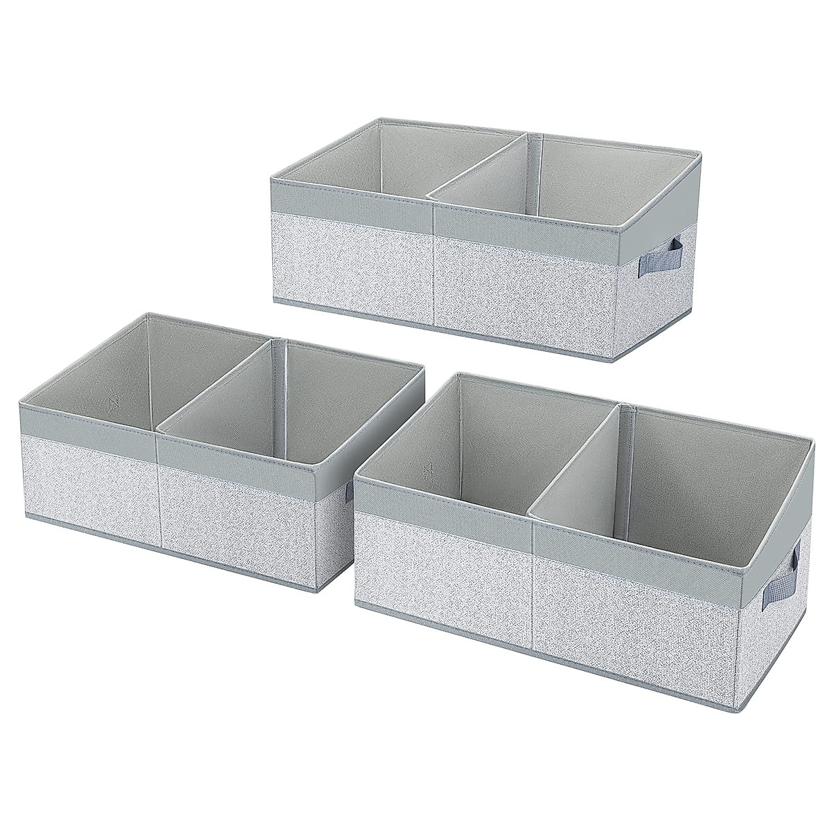 DIMJ Trapezoid Storage Bins, 3 Packs Closet Baskets, Foldable Fabric Baskets for Clothes, Baby Toiletry, Toys, Towel, DVD, Book Blended and Gray