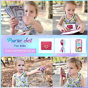 Play Toddler Girls Purse, Toddler Girl Toys Age 3-5 4-5 6-8 Kids Toys Purse Set, Pretend Makeup Kit, Phone, Princess Pretend Play Girl Toys for 3 4 5 6 7 Year Old, Birthday Gifts for Girl Age 3-5