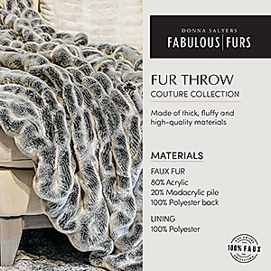Fabulous-Furs Donna Salyers Couture Mink Faux-Fur Throw Blanket, Soft Blanket, 60x72 in, Graphite