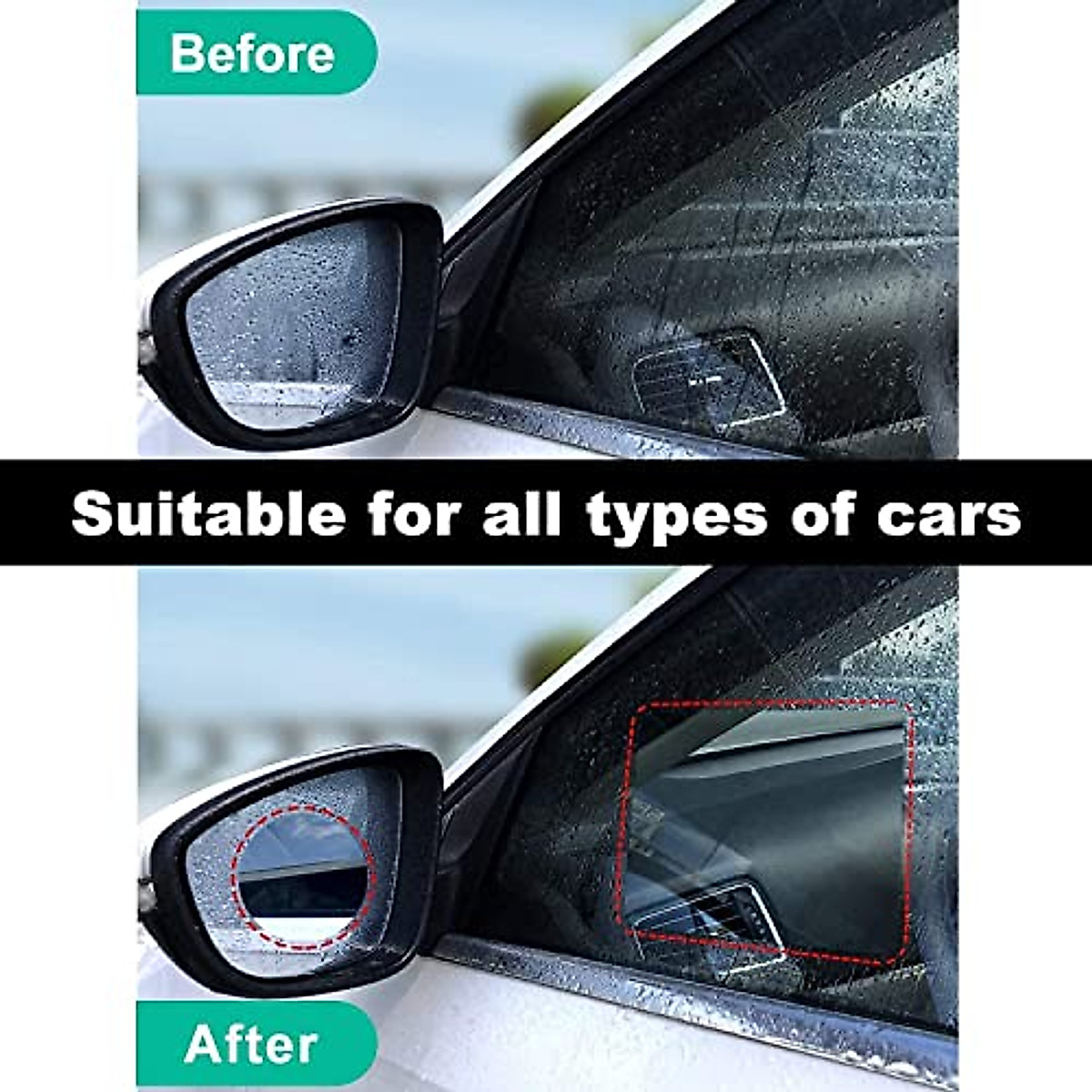 Car Rearview Mirror Waterproof Film - 6 Pieces Side Mirror Film Anti Fog Film for Car Rainproof Mirror Window Film Transparent Nano-Coated Protective Sticker for Cars Trucks Bus Side Windows