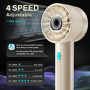 COZOME Personal Fans, Powerful Handheld Fans with 7000RPM Turbo, High Speed USB-C Rechargeable Pocket Fan, Max 16H Working Mini Portable Fans for Women, Mens, Kids, Outdoor, Super Ball, Blue