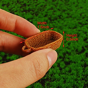 WFashion 8PCS 1/12 Mini Dollhouse Miniature Food Bread Basket Dollhouse Decoration Accessories…