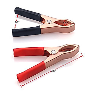 URBEST® Alligator Clamps 30A Copper Plated Metal Battery Clips for Cars, Vehicles, Automobiles, 20Pack Red, Black