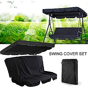 XYQSBY Garden Replacement Canopy for Swing Seat Chair of 3 Seaters Waterproof Windproof Anti-Uv Patio Hammock Cover Top Roof Sun Shade Cover for Outdoor Yard,Beige,249x185x18cm/98x73x7''