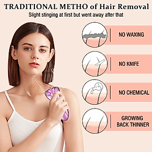 Electric Women Facial Hair Remover, EC VISION Ladies Beauty Epilator Trimmer Facial Cotton Threading Hair Shaver (Pink)