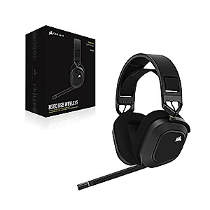 Corsair HS80 RGB WIRELESS Premium Gaming Headset with Dolby Atmos Audio (Low-Latency, Omni-Directional Microphone, 60ft Range, Up to 20 Hours Battery Life, PS5/PS4 Wireless Compatibility) Black
