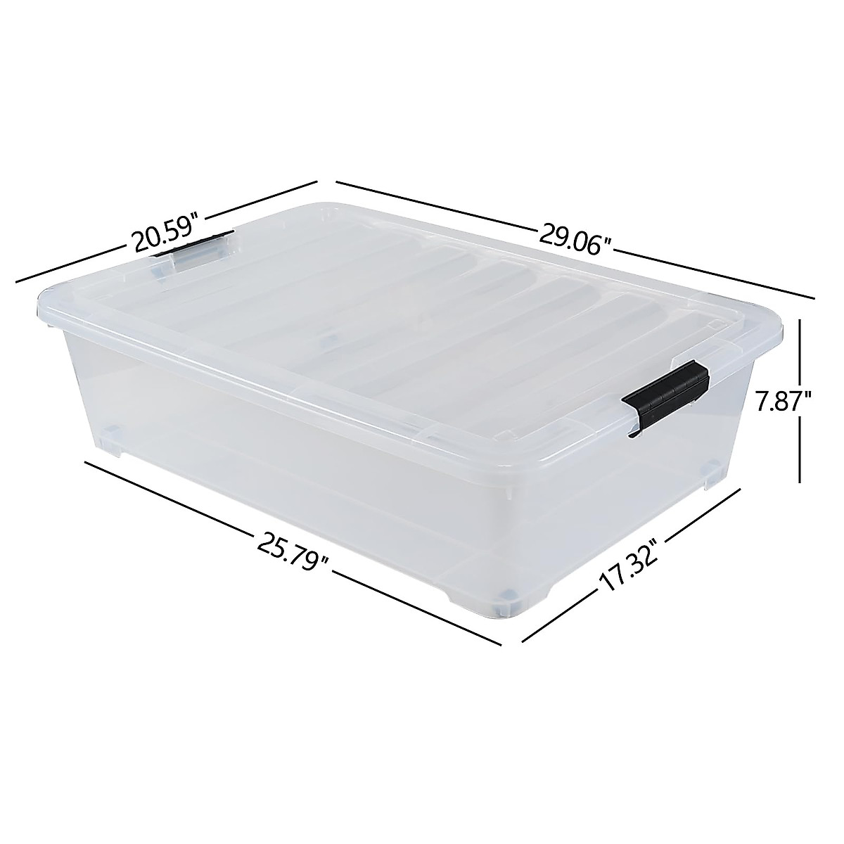 Hespama 3-Pack 50 Quart Plastic Underbed Storage Container Box, Large Clear Under Bed Storage Bins with Wheels