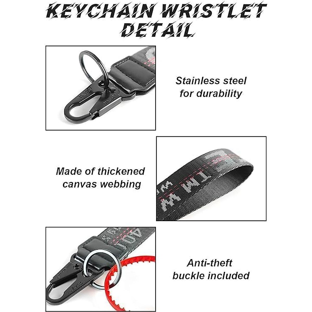 AllStyle By Patel Compatible Wristlet Strap for Key, Classic Hand Wrist Keychain Lanyard Key Chain Holder for Men and Women (1, Rubber - Black)