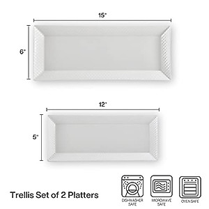 Mikasa Trellis Chip Resistant Set of 2 Platter Serving Tray, 12 and 15 inch, White