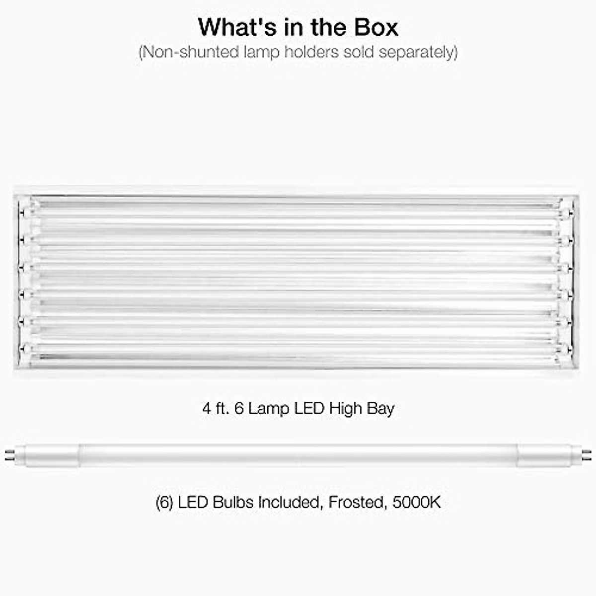 Four-Bros Lighting LED High Bay Light 6 Lamp 5000K Daylight White, 5 Year Warranty, Industrial Grade, Warehouse, Shop, Garage Lighting - UL Listed, DLC Approved, Made in USA, BAA Certified, Pack of 6