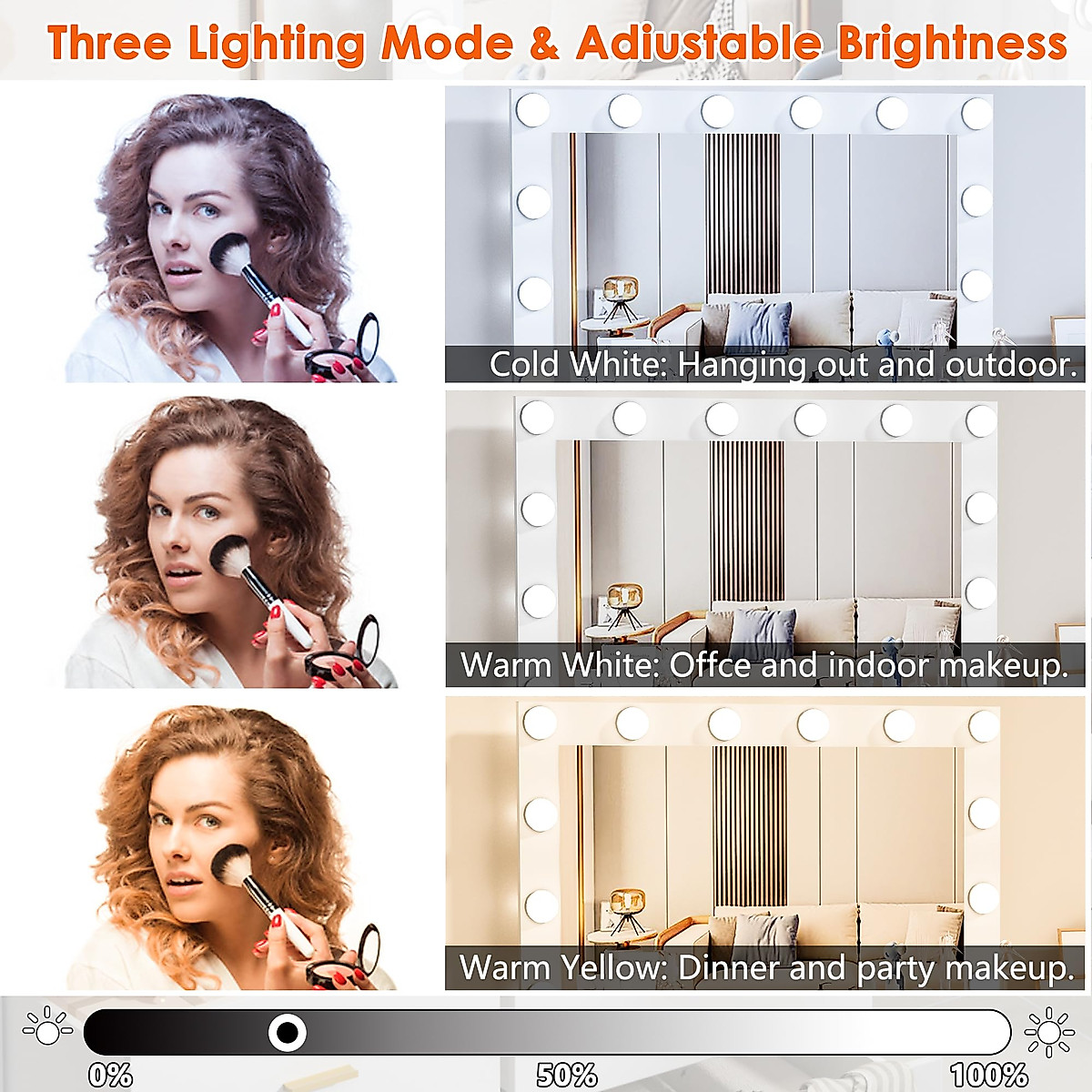 PakaLife Makeup Vanity with Mirror and 3-Color Lights, Vanity Desk Dressing Table with Charging Station,6 Drawers,Side 2 Storage Shelves for Bedroom,White