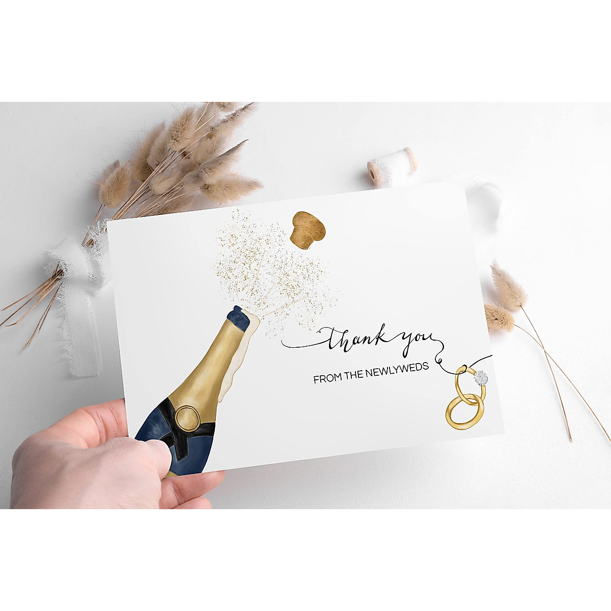 100 Wedding Thank You Cards from the New Mr and Mrs | 4x6 Bulk Thank You Cards with Envelopes | Wedding Shower Beyond Grateful Thank You Notes for Wedding, Bridal Shower and Baby Shower