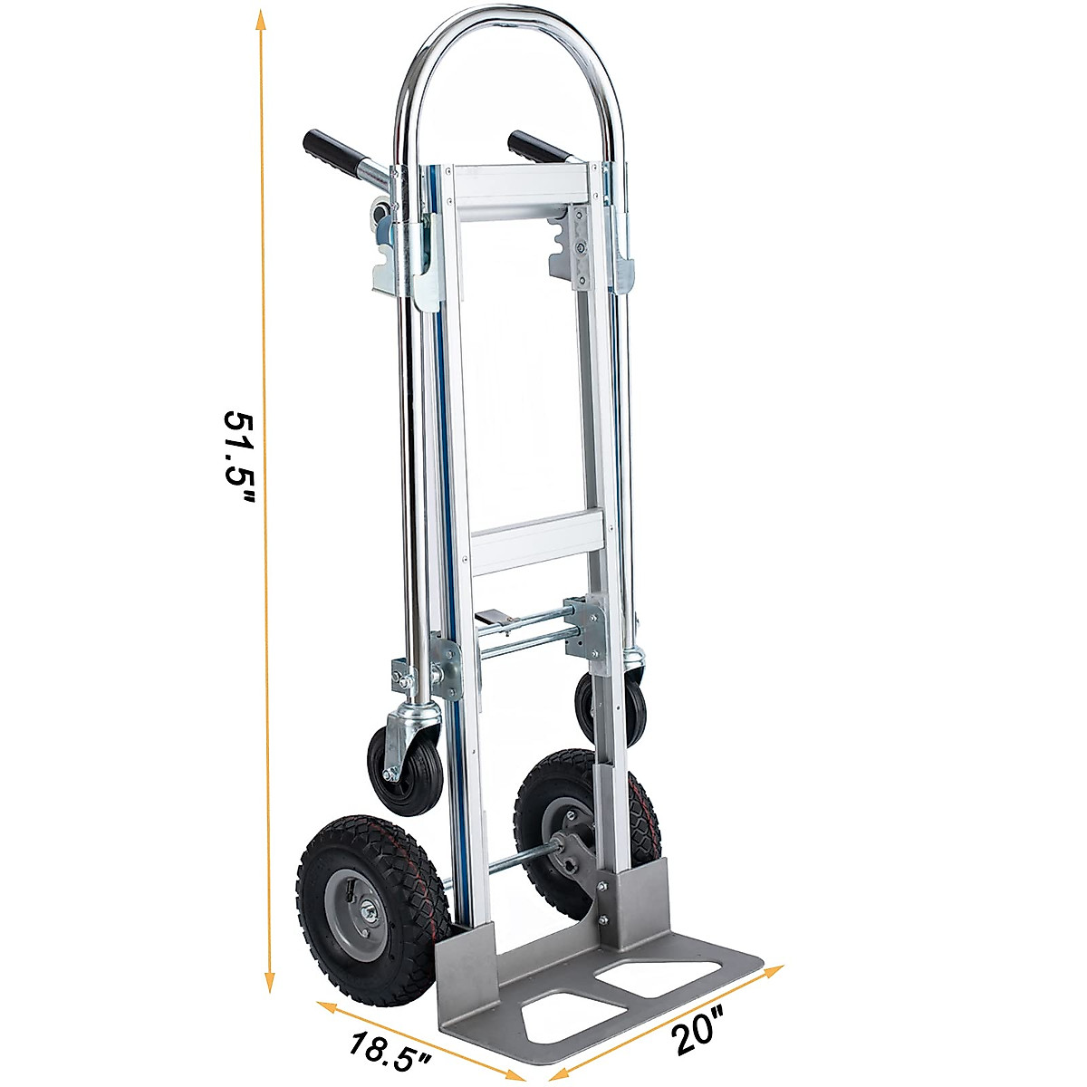 SmarketBuy 2 in 1 Hand Truck 800 LBS Weight Capacity Heavy Duty Convertible Hand Truck Durable Aluminum and Steel Construction 4 Wheels Hand Truck Dolly