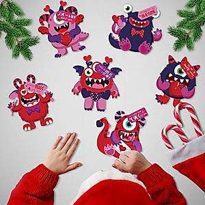 40 Sets Valentine's Day Crafts Kits for Kids, Valentine's Day DIY Monster Cards for Kids, Valentines Paper Craft Hanging Ornament, Valentines Entertainment Activities for Boys Girls School Class Home
