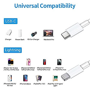 [Apple MFi Certified] USB C to Lightning Cable 3Pack 10FT iPhone Fast Charger Cable Type C Charging Cord Compatible with iPhone 14 13 13 Pro Max 12 12 Pro Max 11 XS XR X 8 iPad,White