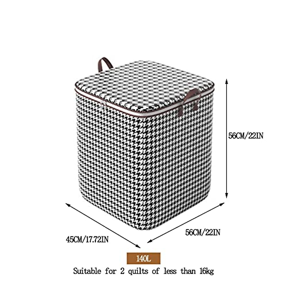 Houndstooth Storage Boxes, Large Clothes Blanket Storage Bags, Storage Containers with Handles, Closet Organizers and Storage Bins for Comforter Clothing Toys Bed Sheets Pillows (17.72*22*22inch)