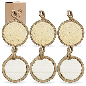 Face Exfoliating Loofah Scrubber Exfoliator Pads - Natural Luffa Facial Sponges Brush for Cleansing Exfoliation, Manual Face Cleanser Pad for Scrub Clean Facial Skin for Men Women Bath Shower, 6 Pack