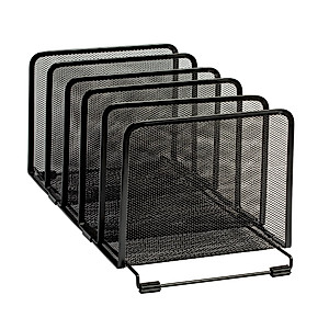Rolodex Mesh Collection Stacking Sorter, 5-Section, Standard Packaging , Black