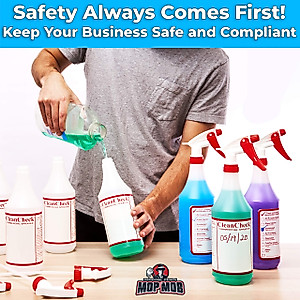 Extra Safe, Bilingual MSDS Spray Bottles 3 Pack. Large, Empty 32 Oz Bottle Perfect for Professional Cleaning Solutions, Sanitizers or Household Cleaners. Best Heavy Duty Plastic Bottle With Data Sheet