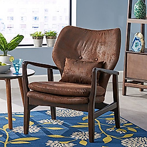 Christopher Knight Home Haddie Mid Century Modern Fabric Club Chair, Brown and Dark Espresso, 31.25D x 26.25W x 32.75H Inch