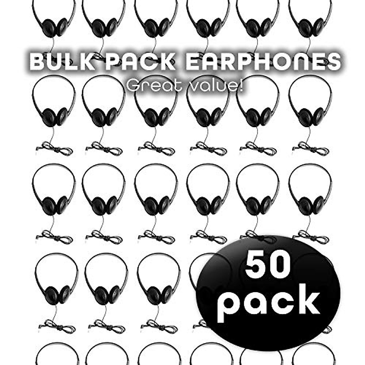 50 Bulk Headphones for Classrooms School Students Over Ear Earbuds