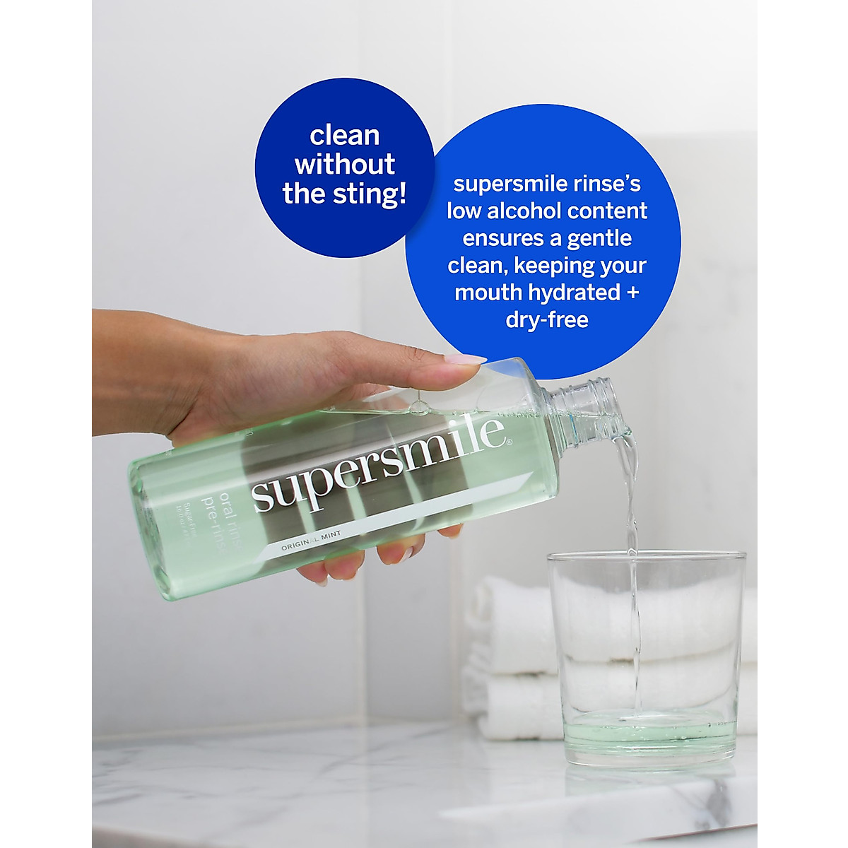 Supersmile Oral Rinse Mouthwash - Clinically Formulated Mint Flavored Sugar Free Dental Mouthwash - Fresh Breath - Anti-Germicidal - Alcohol-Free (16 Fl Oz)