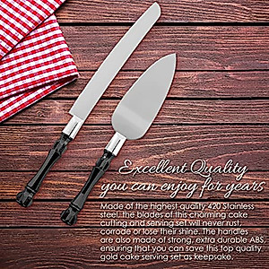 Homi styles Cake Knife and Server - Wedding Cake Knife Set - Serving Set for Receptions, Birthdays - Cake Cutting Set - Match the Color to Your Event Theme - Cake Knife and Cutter (Black)