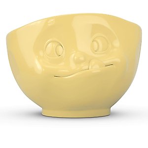 FIFTYEIGHT PRODUCTS TASSEN Porcelain Bowl, Tasty Face Edition, 16 oz. Yellow, (Single Bowl) for Serving Cereal, Soup