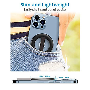 SUPMEGA Magnetic Phone Grip for MagSafe, Magnetic Phone Ring Holder with Leather Finger Grip and Stand, only for iPhone 14 Pro Max, 14 Plus, 14 Pro, 14, 13 Pro Max, 13 Pro, 13, 12 Pro, 12