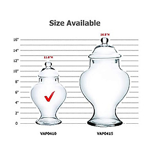 WGV Apothecary Jar, Width 6.7", Height 12", Clear Urn Round Glass Storage Container Fruit Food Cake Candy Liquid Jar with Lid for Wedding Party Ceremony Banquet Event Office Home Decor 1 Piece