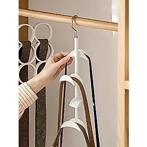 Purse Hanger for Closet - Rotating Handbag Hanging Hook Bag Storage Space Saver with 4 Hooks, Hanging Organizer for Scarf Handbag Belt, 2 PCS
