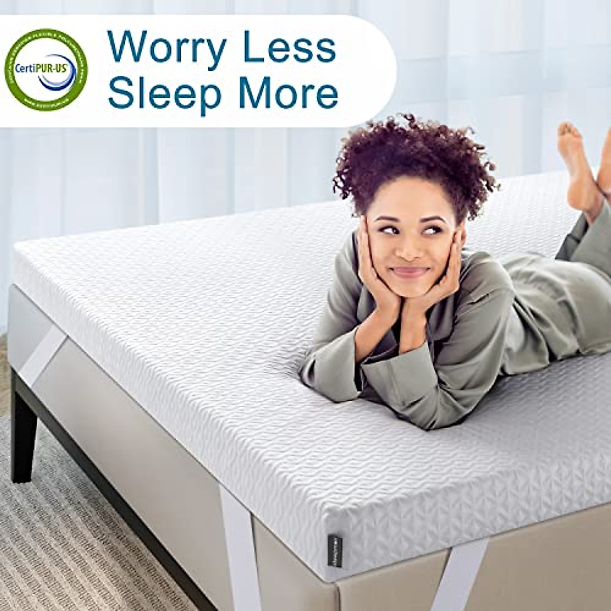 Sleepmax 3 Inch Gel Memory Foam Mattress Topper King - Medium Soft Enhance Comfort - Pressure Relief Memory Foam Mattress Pad, High Density Bed Topper with Zippered Cover