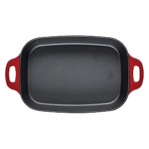Rachael Ray NITRO Cast Iron Roasting Lasagna Pan/Baking Dish, Roaster/Rectangular, 9 Inch x 13 Inch, Red